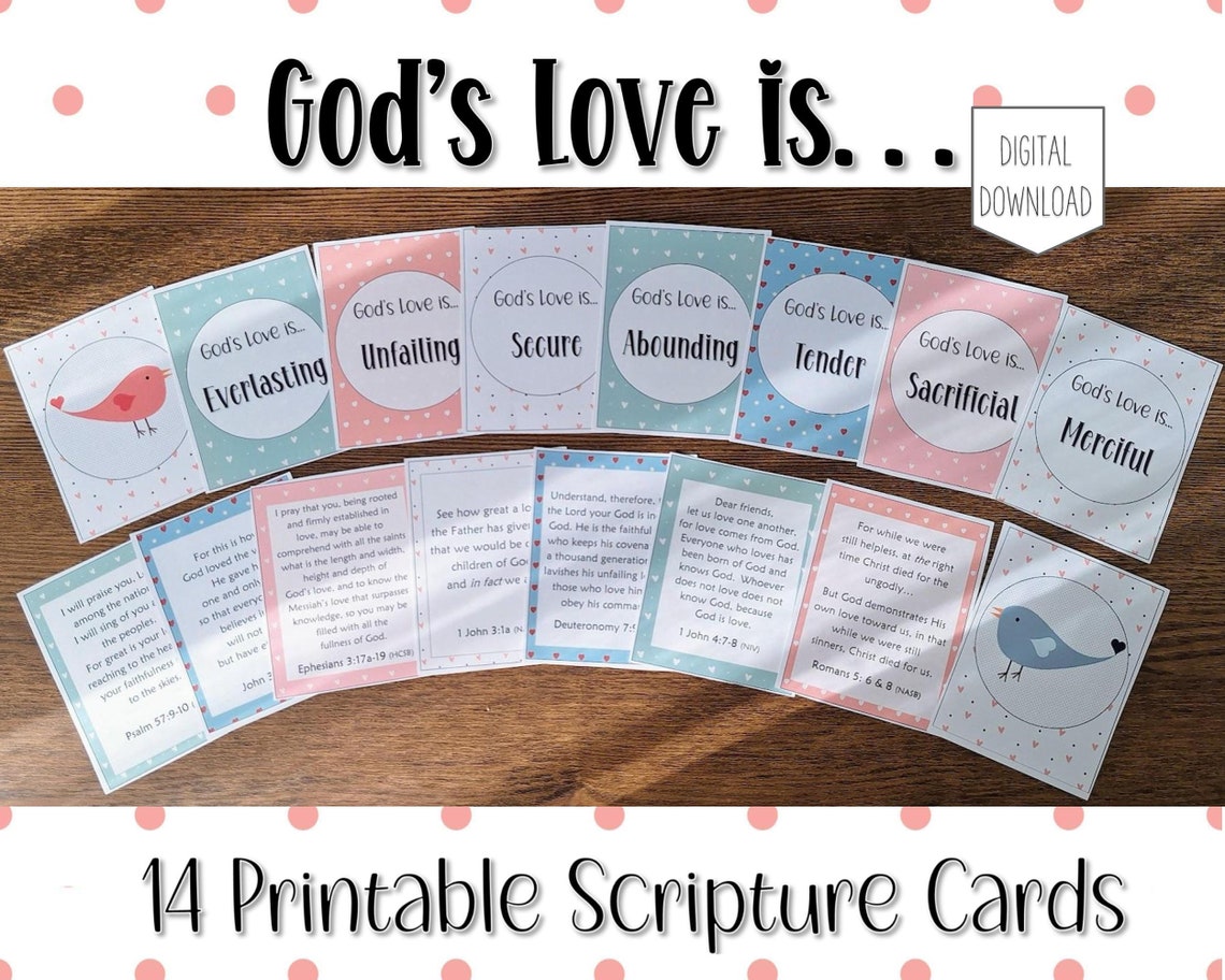 God's Love Is...printable Valentine's Scripture Cards for Banner ...