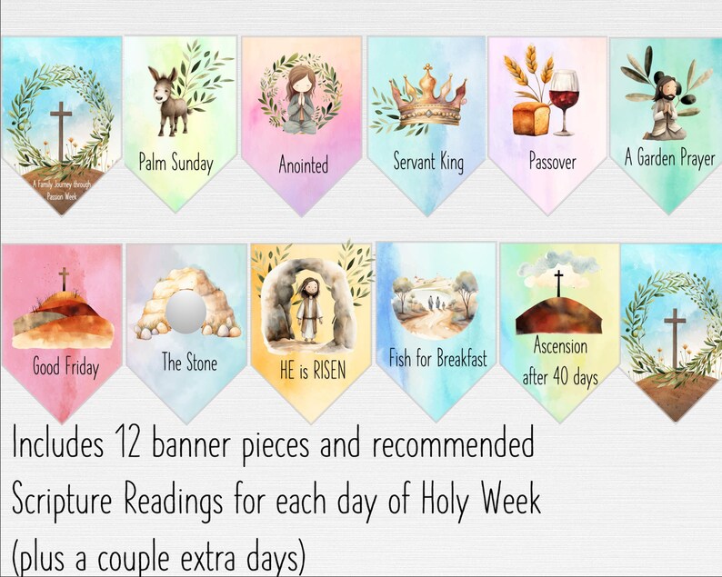 Holy Week Banner/he is Risen Banner Printable Decoration Reversible - Etsy