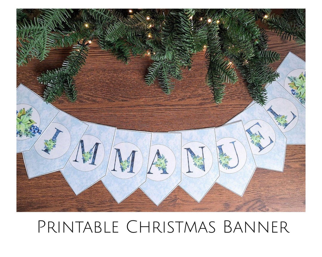 Printable Christmas Bunting Banner, "immanuel" Garland, Christ Focused ...