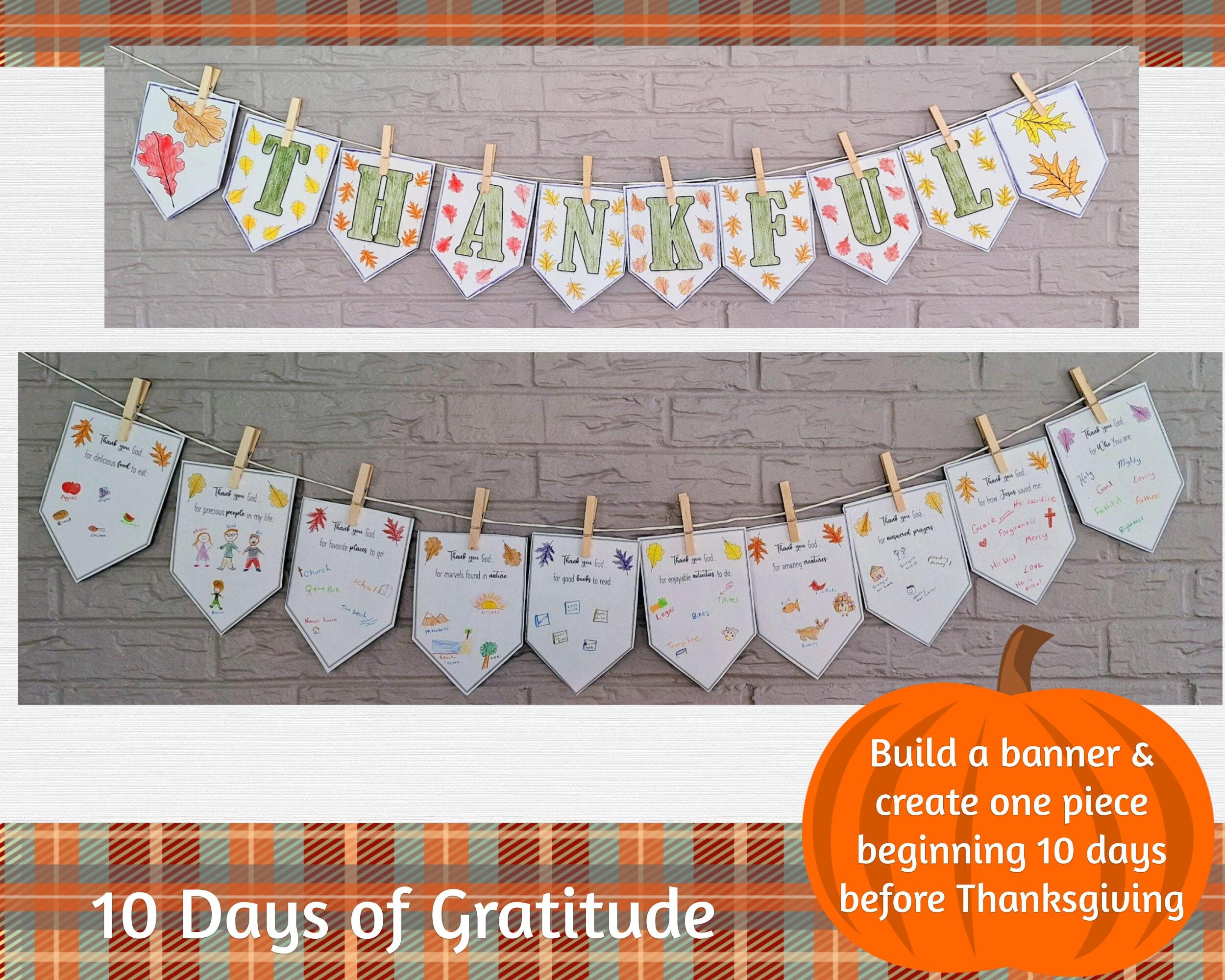 Printable Thanksgiving Coloring Banner-gratitude List- Thankful to God ...