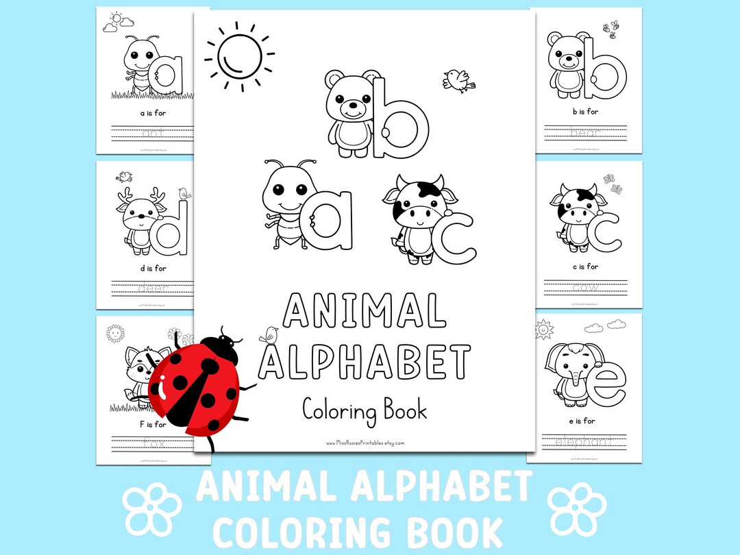 27 Printable Animal Alphabet Letter Tracing Coloring Book Worksheets ...