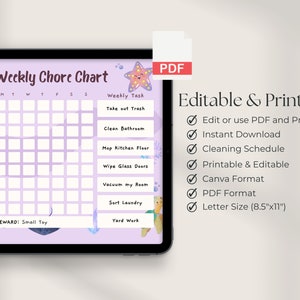 Editable Kids Chore Chart: Purple Ocean Theme (printable PDF) - Etsy