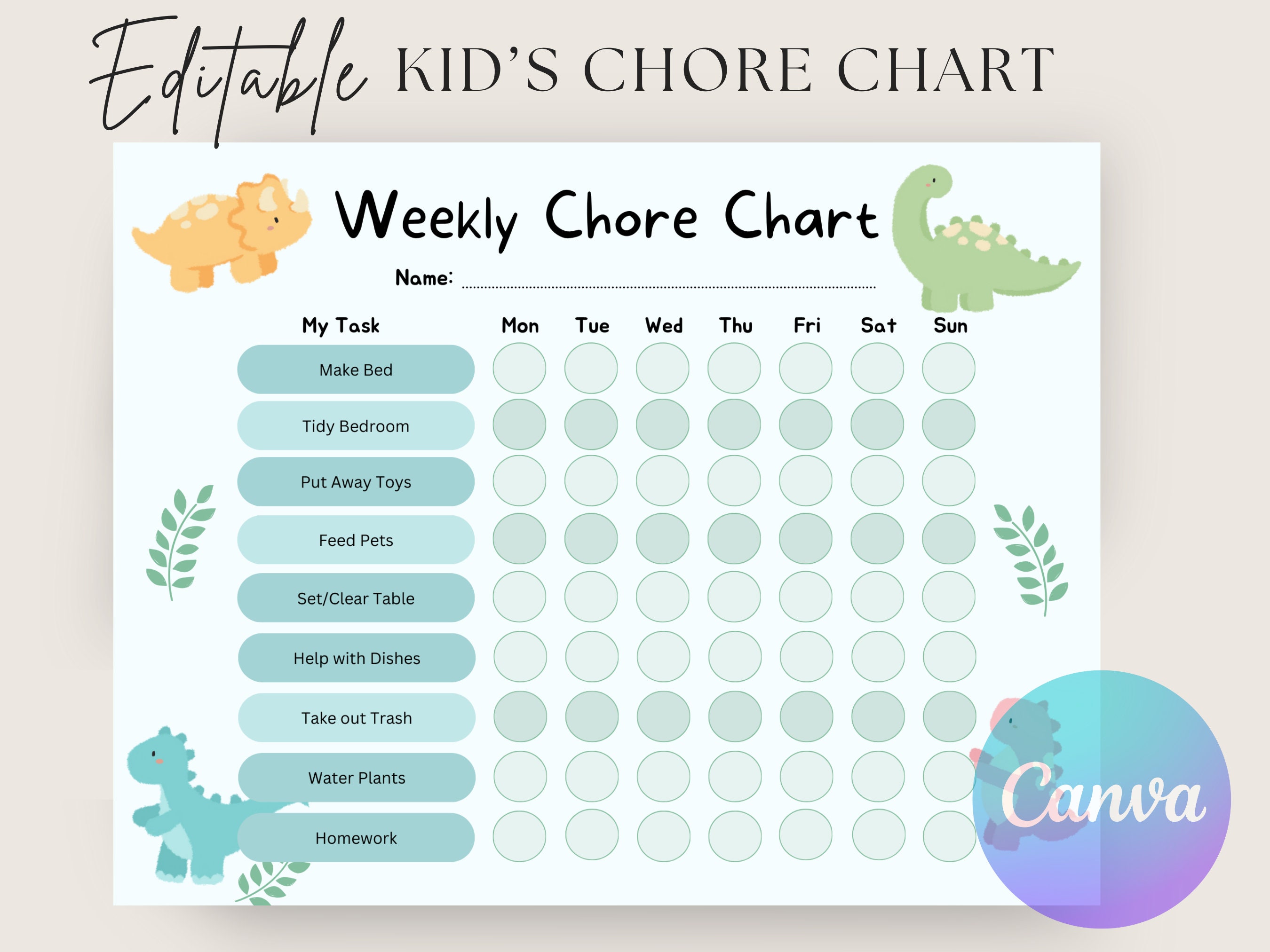 Editable Chore Chart for Boys | Editable | Kids Daily Weekly ...