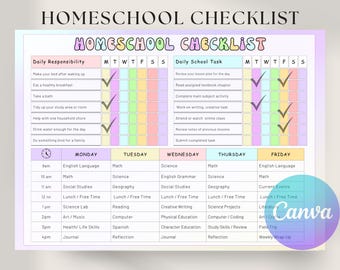Editable Homeschool Checklist | Printable, Digital | Homeschool Planner ...