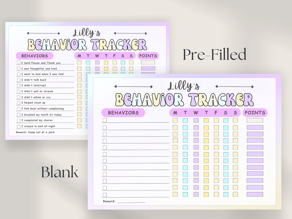 Behavior Chore Chart | Behavior Chart for Kids at Home Behavior Chart ...