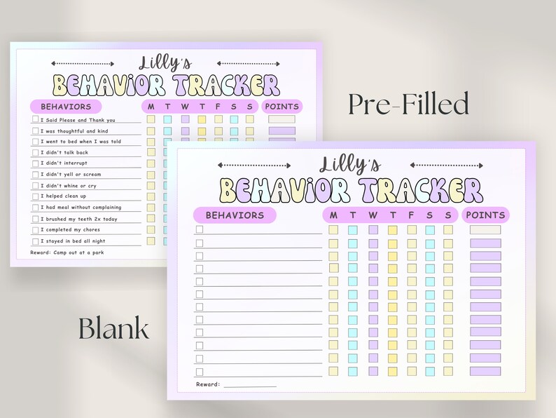 Behavior Chore Chart | Behavior Chart for Kids at Home Behavior Chart ...