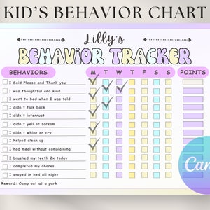 Behavior Chore Chart | Behavior Chart for Kids at Home Behavior Chart ...