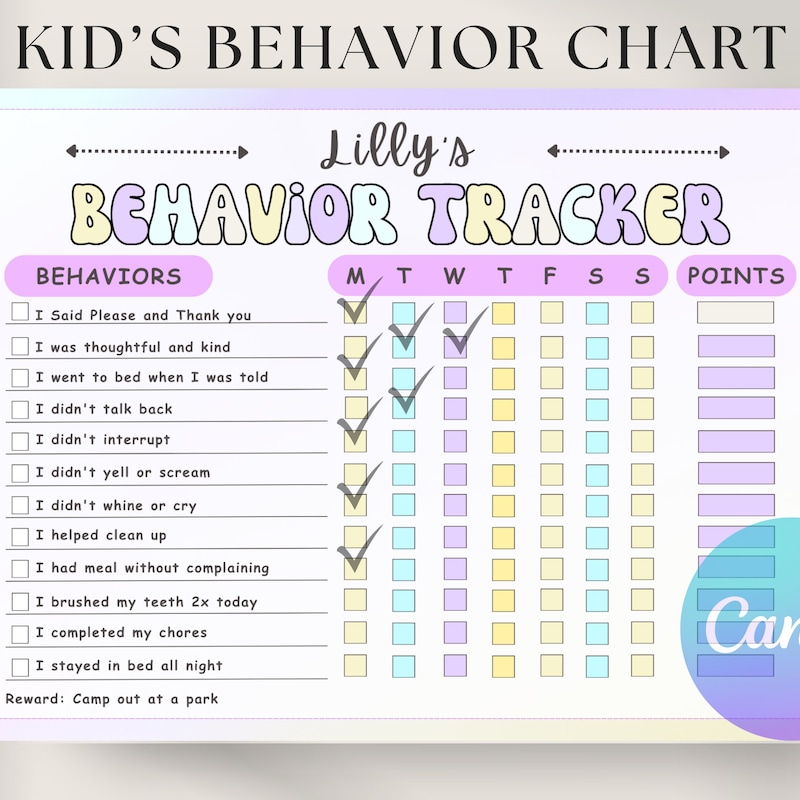 Good Behavior Chart - Etsy