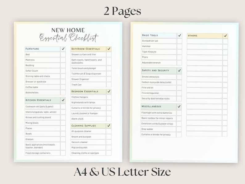 New Home Essentials Checklist | New Home Checklist Printable | First ...