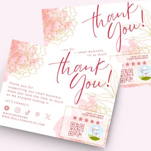 Thank You Card Template, Thank You Package Insert, DIY Marketing Cards ...