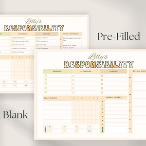 Editable Responsibility Chart for Kids | Kids Daily Weekly Schedule ...