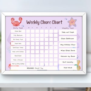 Editable Chore Chart for Kids | Printable | Kids Daily Weekly ...