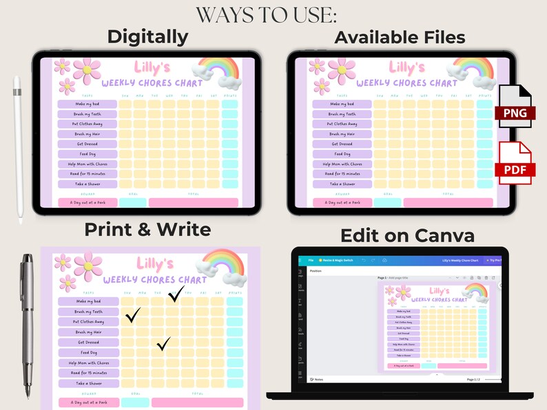 Kids Daily Routine Checklist | Editable Chore Chart for Kids ...