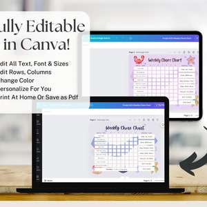 Chore Chart for Kids Editable in Canva | Behavior Chart List | Weekly ...