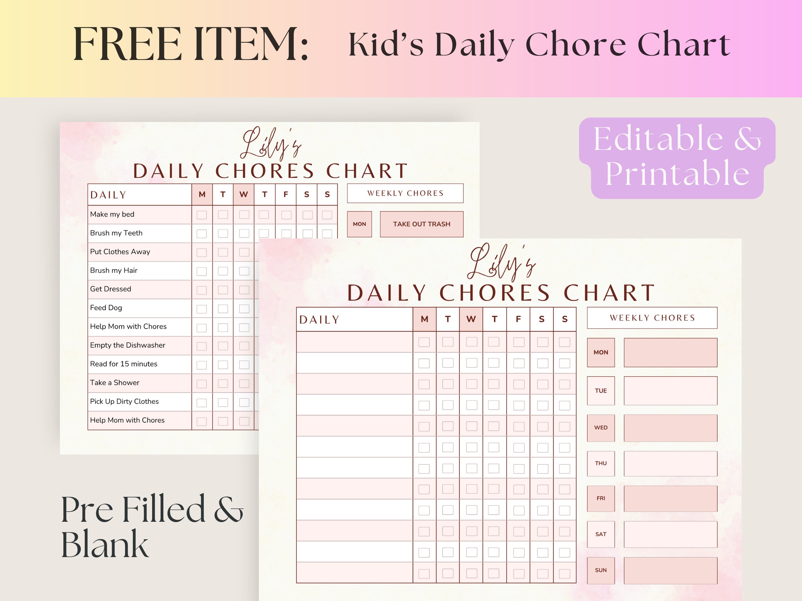 Behavior and Chore Chart Behavior Chart for Kids at Home Behavior Chart ...