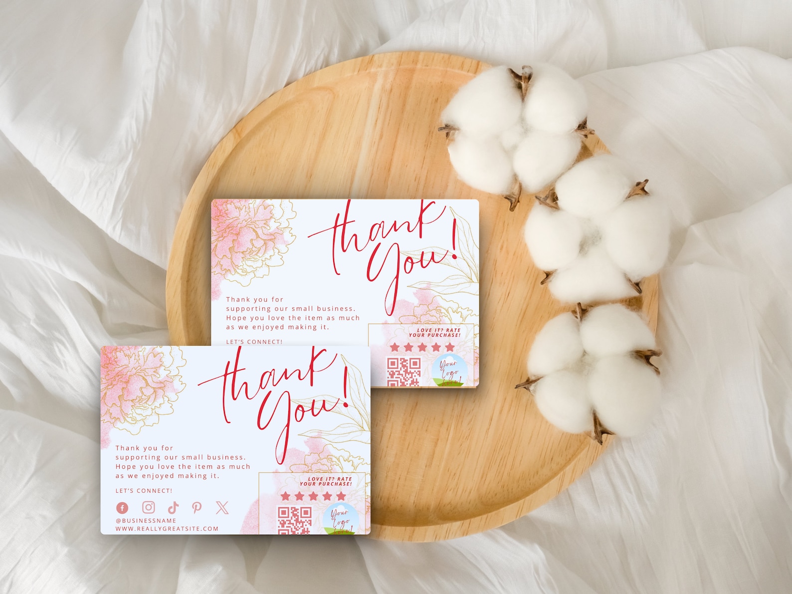 Thank You Card Template, Thank You Package Insert, DIY Marketing Cards ...