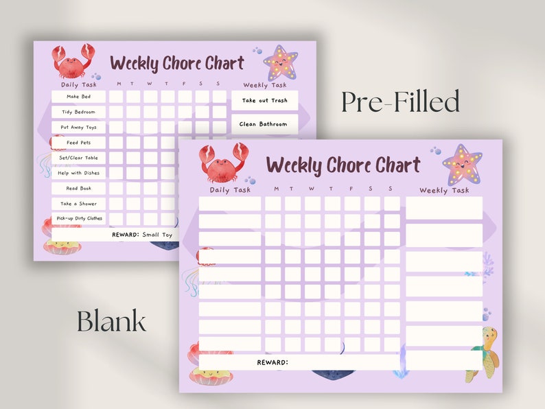 Editable Chore Chart for Kids | Printable | Kids Daily Weekly ...