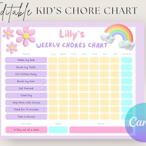 Kids Daily Routine Checklist | Editable Chore Chart for Kids ...