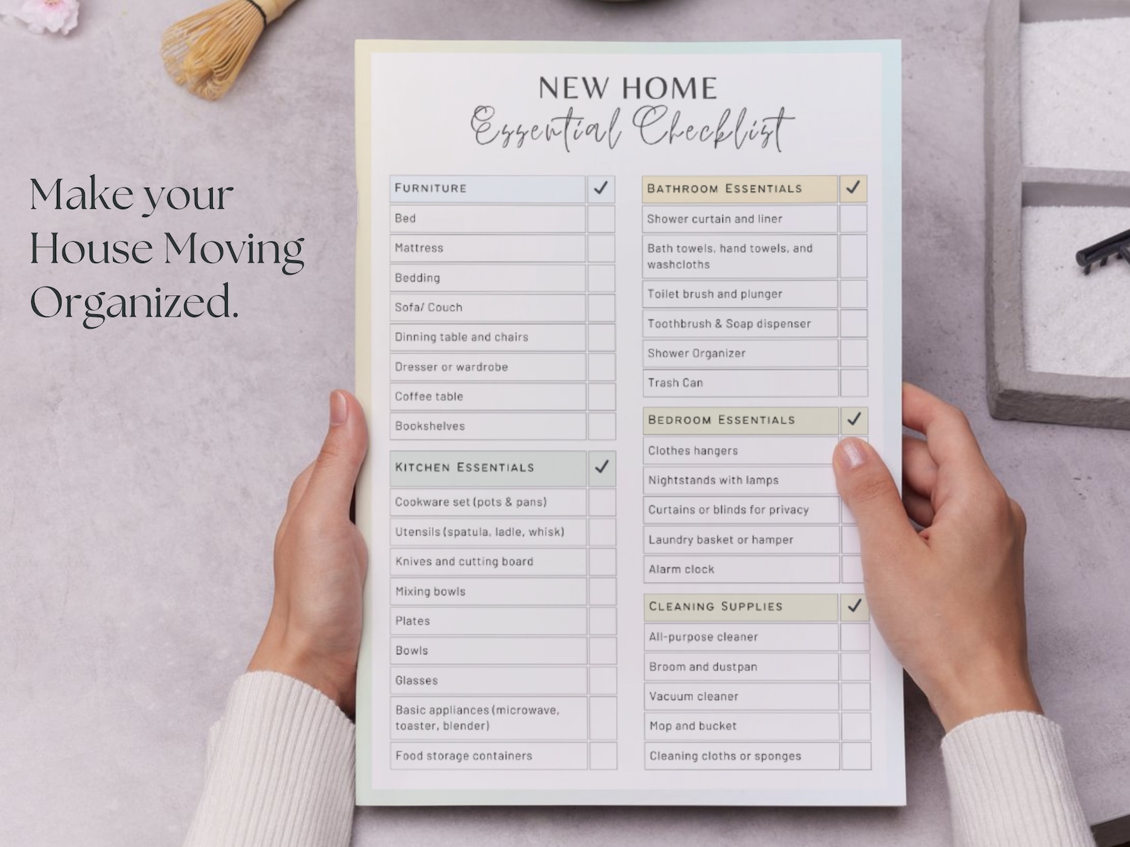 New Home Essentials Checklist | New Home Checklist Printable | First ...
