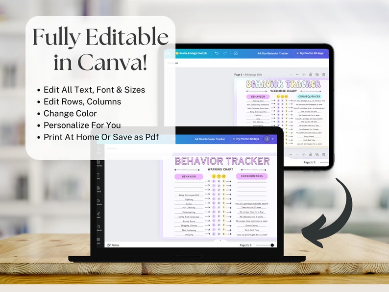 Behavior Reward Chart for Kids | Printable, Editable, Digital PDF ...