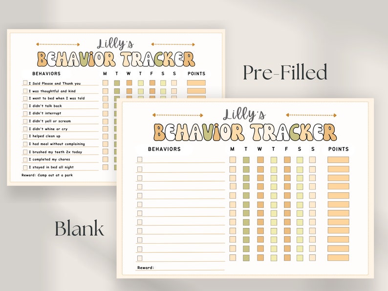 Behavior and Chore Chart Behavior Chart for Kids at Home Behavior Chart ...