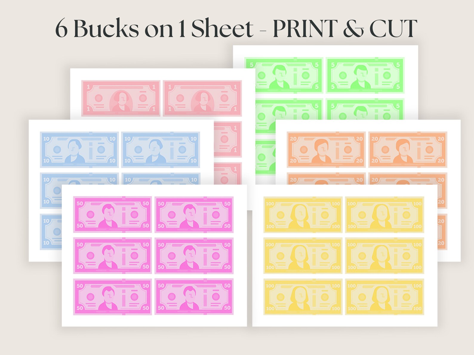 Kids Play Money Editable Kids Reward Bucks Chore Bucks Good Behavior ...