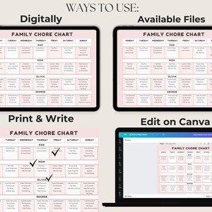 Weekly Family Chore Chart Editable and Printable Pdf,family Chore List ...