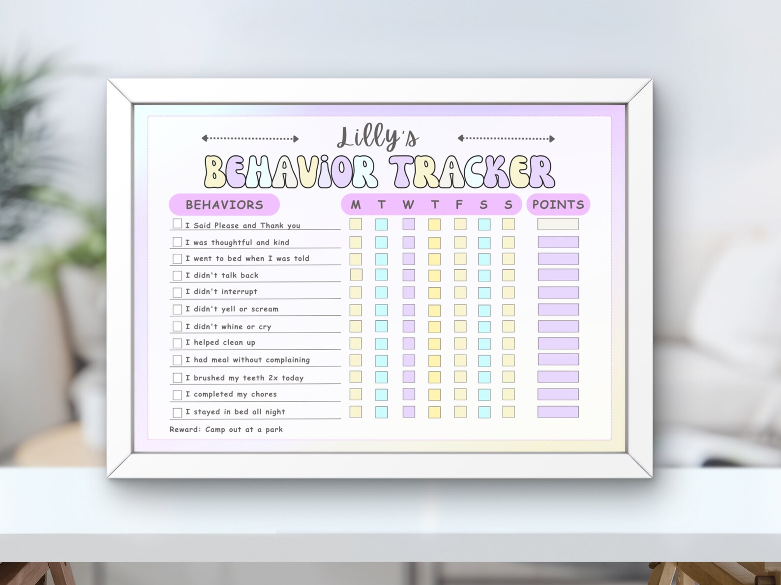 Behavior Chore Chart | Behavior Chart for Kids at Home Behavior Chart ...
