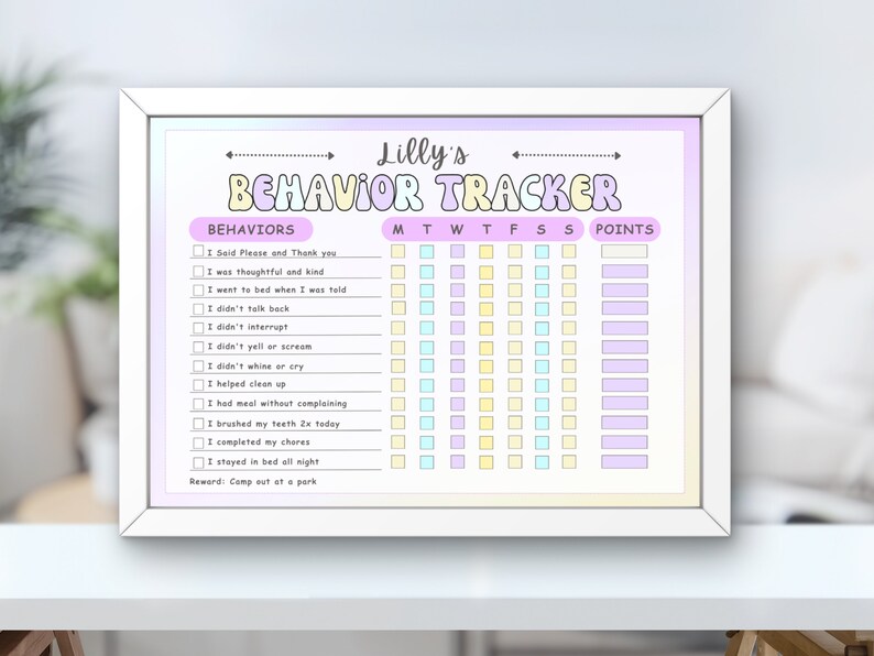 Behavior Chore Chart | Behavior Chart for Kids at Home Behavior Chart ...