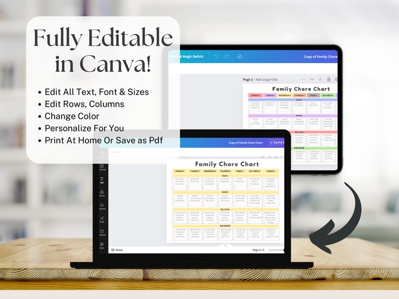 Weekly Family Chore Chart | Printable Weekly Chore List | Editable and ...