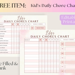 Editable Responsibility Chart for Kids | Kids Daily Weekly Schedule ...