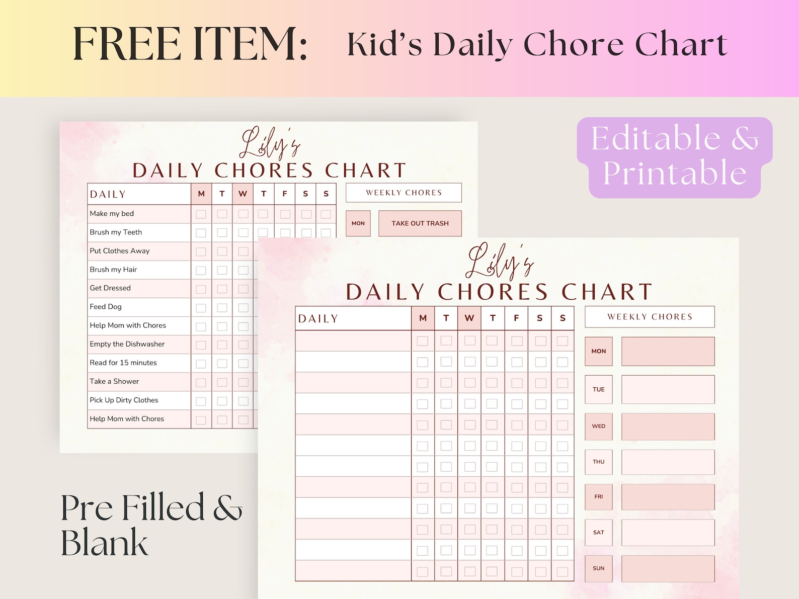 Behavior Reward Chart for Kids | Editable Kids Chore Charts | Igital ...