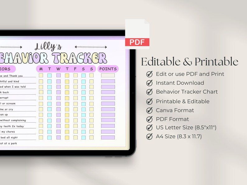 Behavior Chore Chart | Behavior Chart for Kids at Home Behavior Chart ...