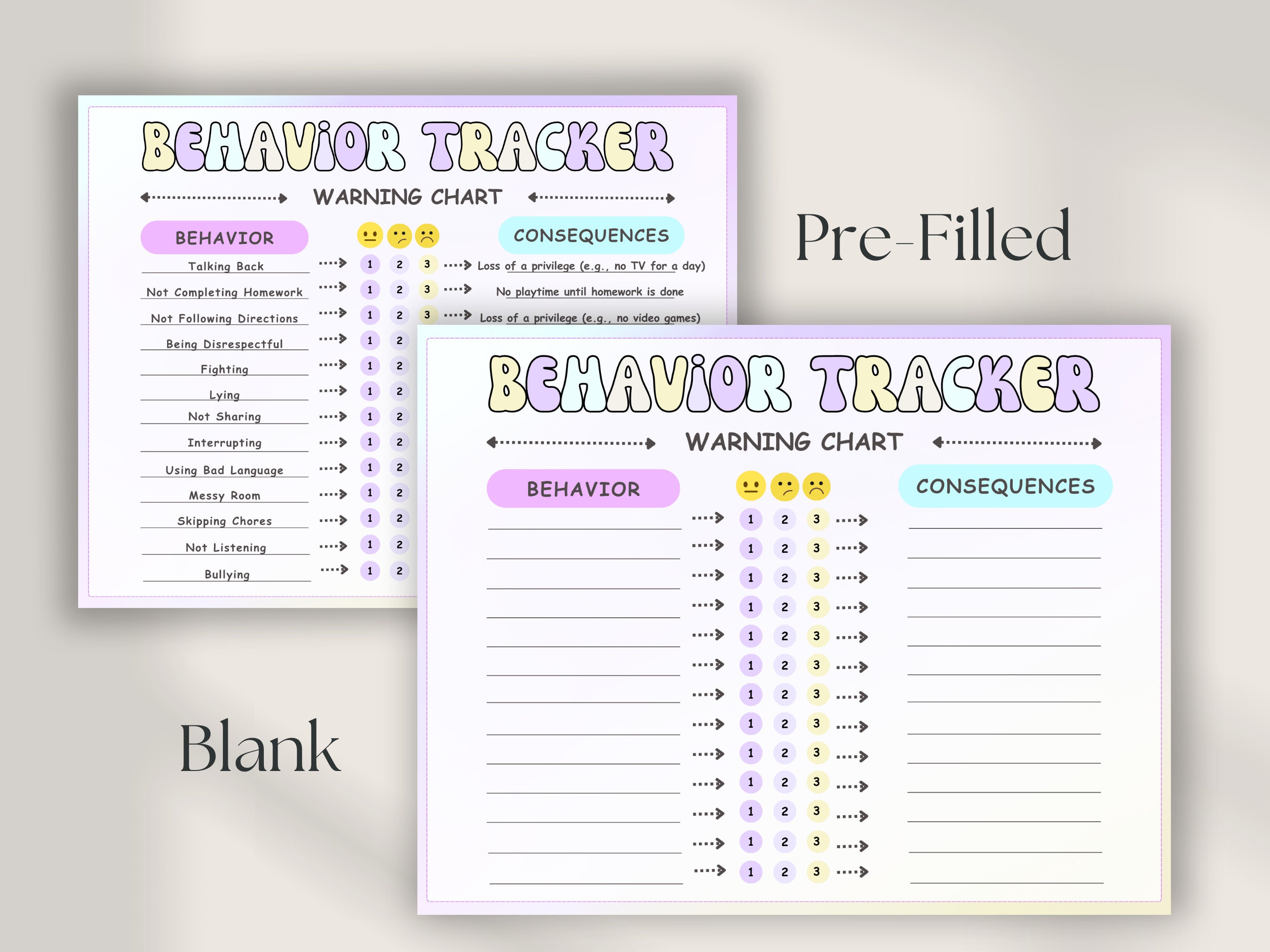 Behavior Tracker for Kids | Good Behavior Chart | Editable Behavior ...