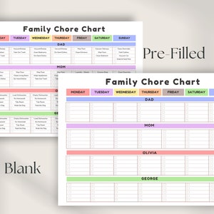 Weekly Family Chore Chart | Printable Weekly Chore List | Editable and ...