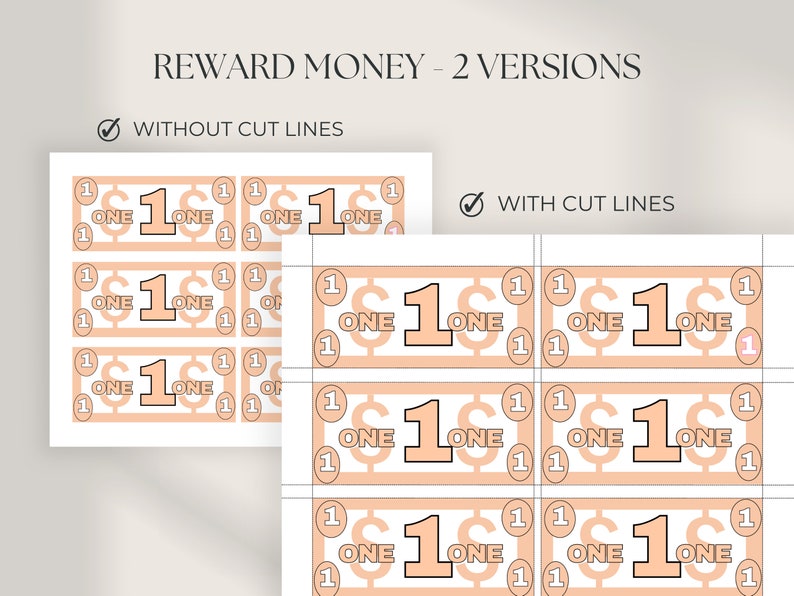 Editable Kids Reward Bucks | Kids Reward Play Money | Mom Bucks Chart ...