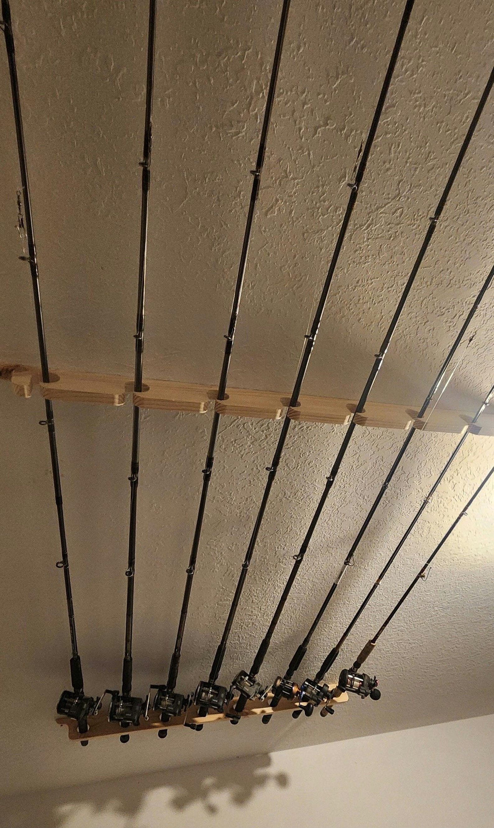 Ceiling or Wall Mounted Fishing Rod Holder - Perfect for Medium-heavy ...