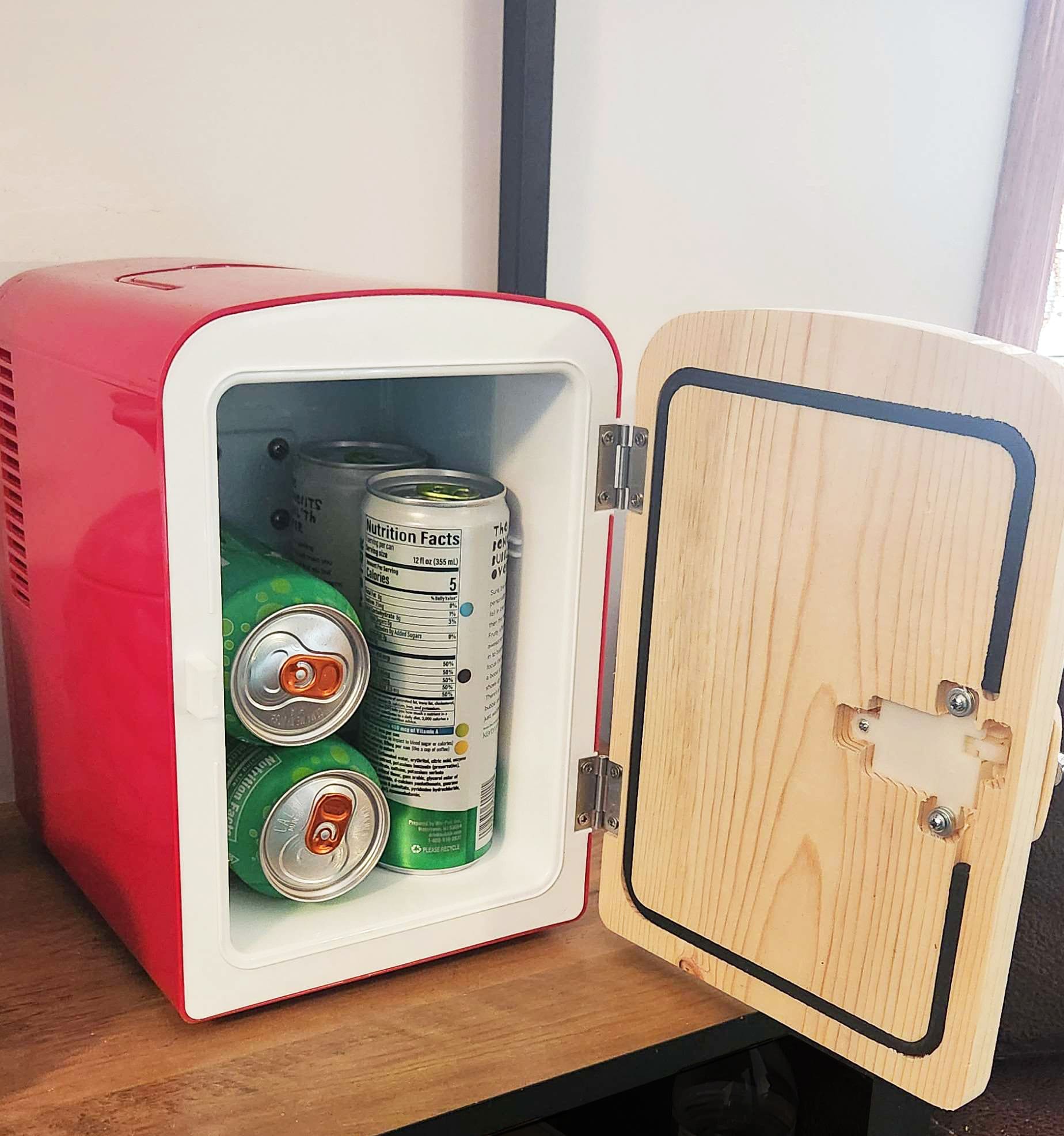 Custom Wood Door Mini Fridge | Mini Fridge | Small Drinks Fridge ...