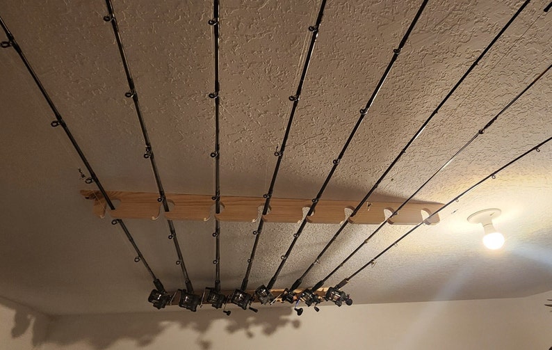 Ceiling or Wall Mounted Fishing Rod Holder - Perfect for Medium-heavy ...