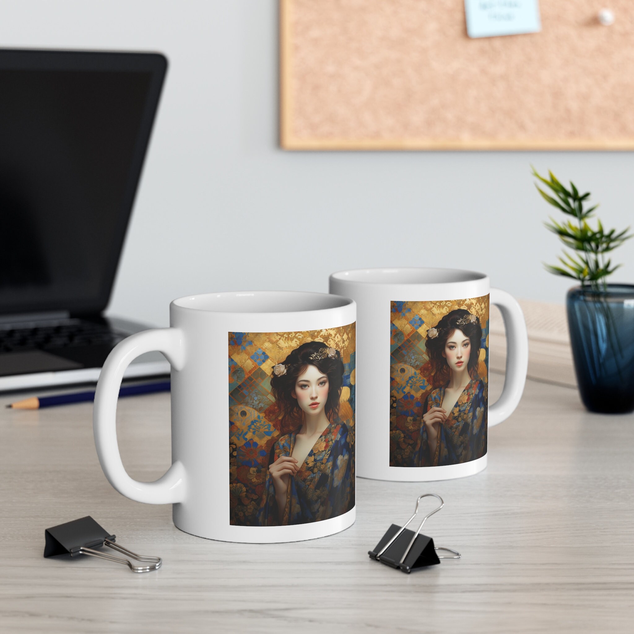 Mucha, Klimt Mug, Art Deco Mug, Alphonse Mucha,gustav Klimt, Geisha ...