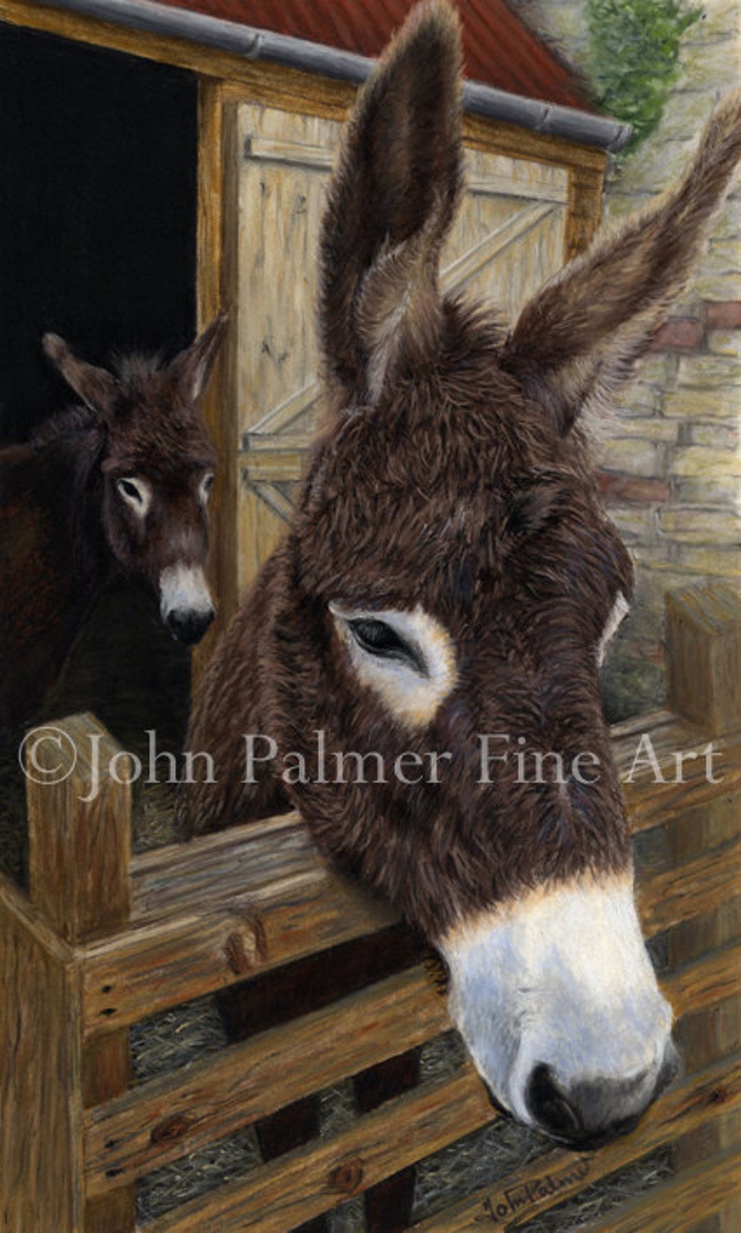 Donkey Picture, Donkey Painting, Donkey Art, Donkey Gift Farm Animals ...