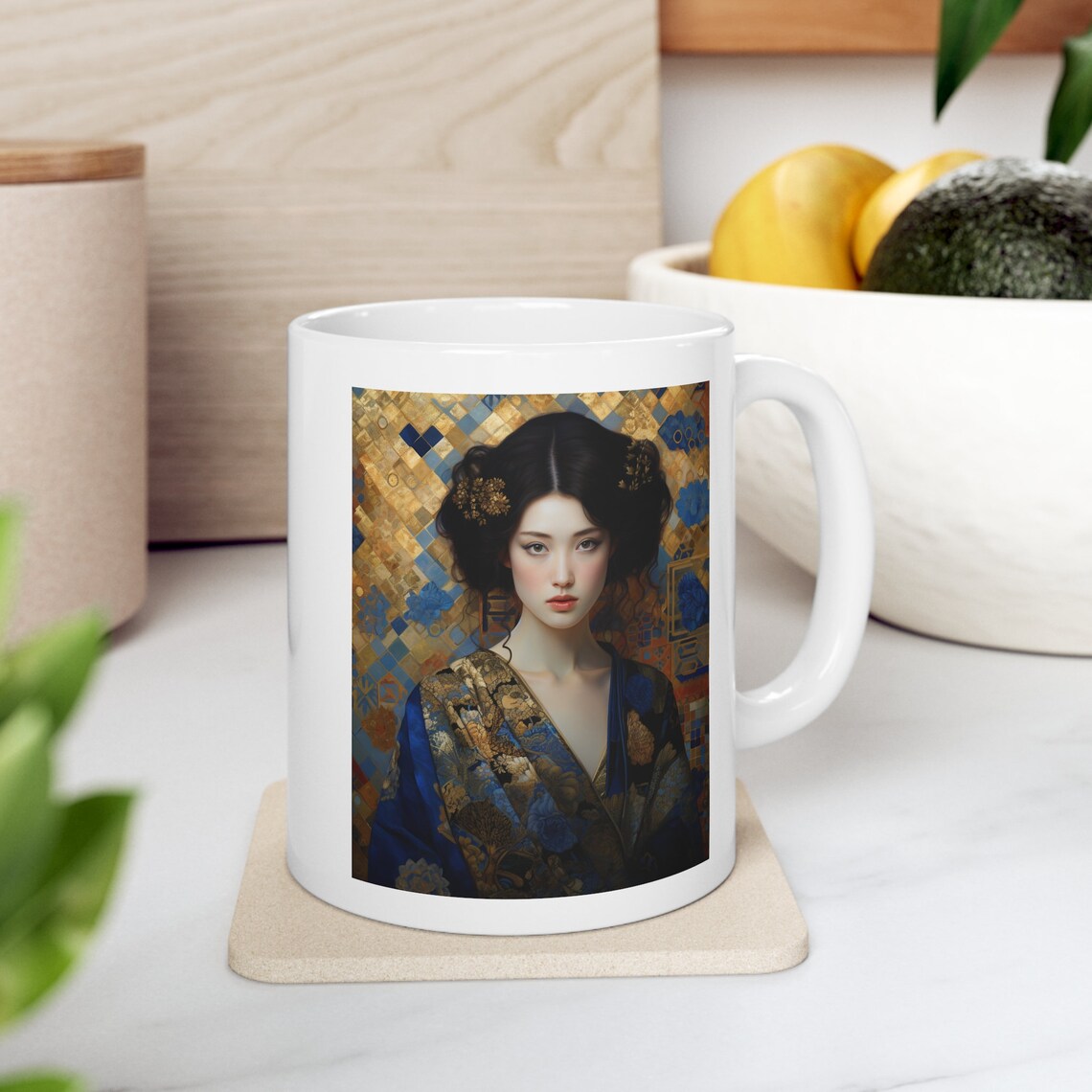Mucha, Klimt Mug, Art Deco Mug, Alphonse Mucha,gustav Klimt, Geisha ...