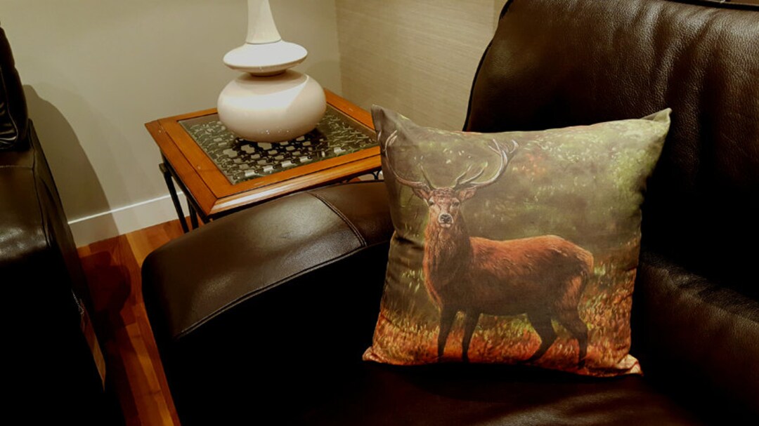 Red Stag Picture Cushion, Stag Pillow, Red Deer Stag Cushion,stag ...