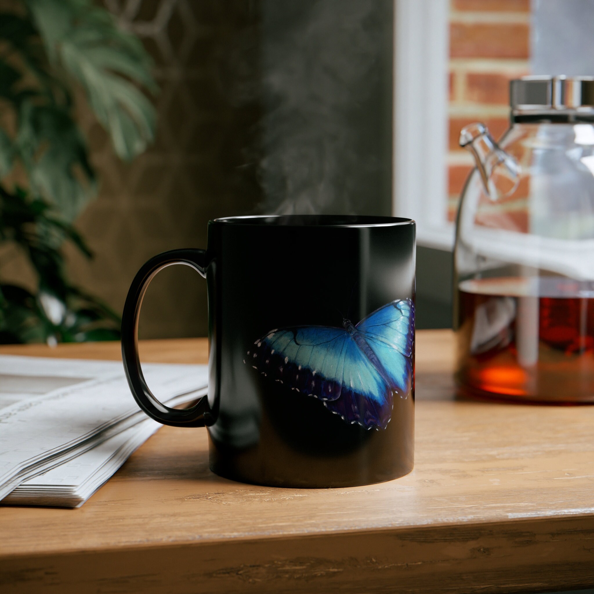 Butterfly Mug, Butterfly Blue Morpho, Butterfly, Gift, Bird, Mug, Mugs ...
