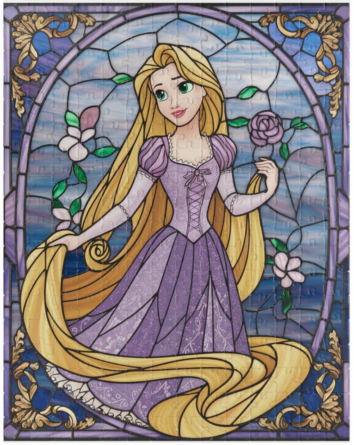 Captive Princess Jigsaw Puzzle Stylised Stain Glass Window Grimms Fairy ...