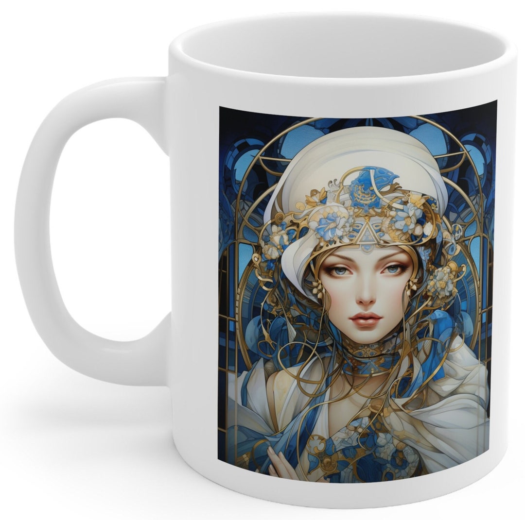 Mucha, Art Deco Mug, Alphonse Mucha, Art Nouveau Inspired Coffee Mug ...