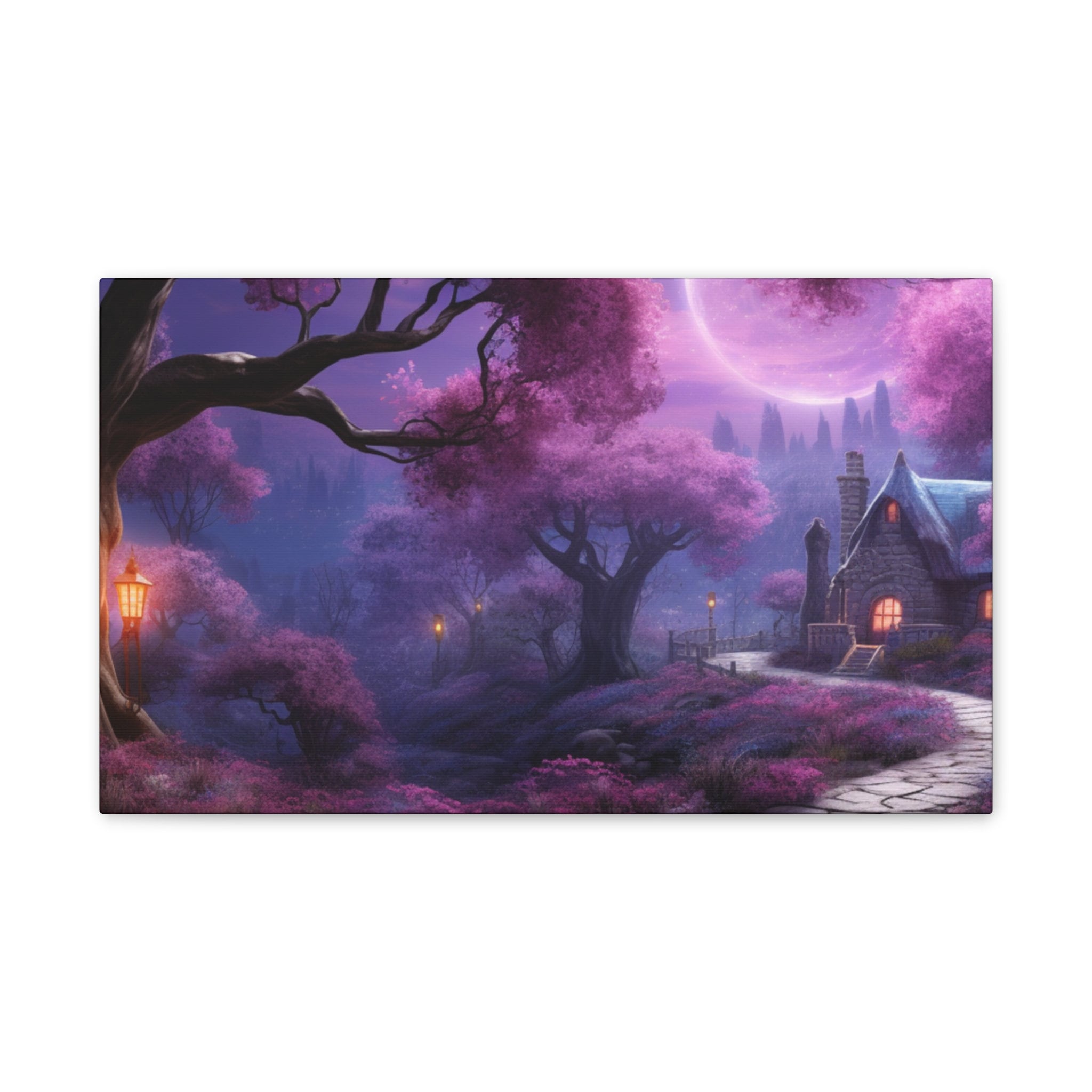 Purple Forest, Gothic House, Forest Scene, Moonlight Through the Trees ...