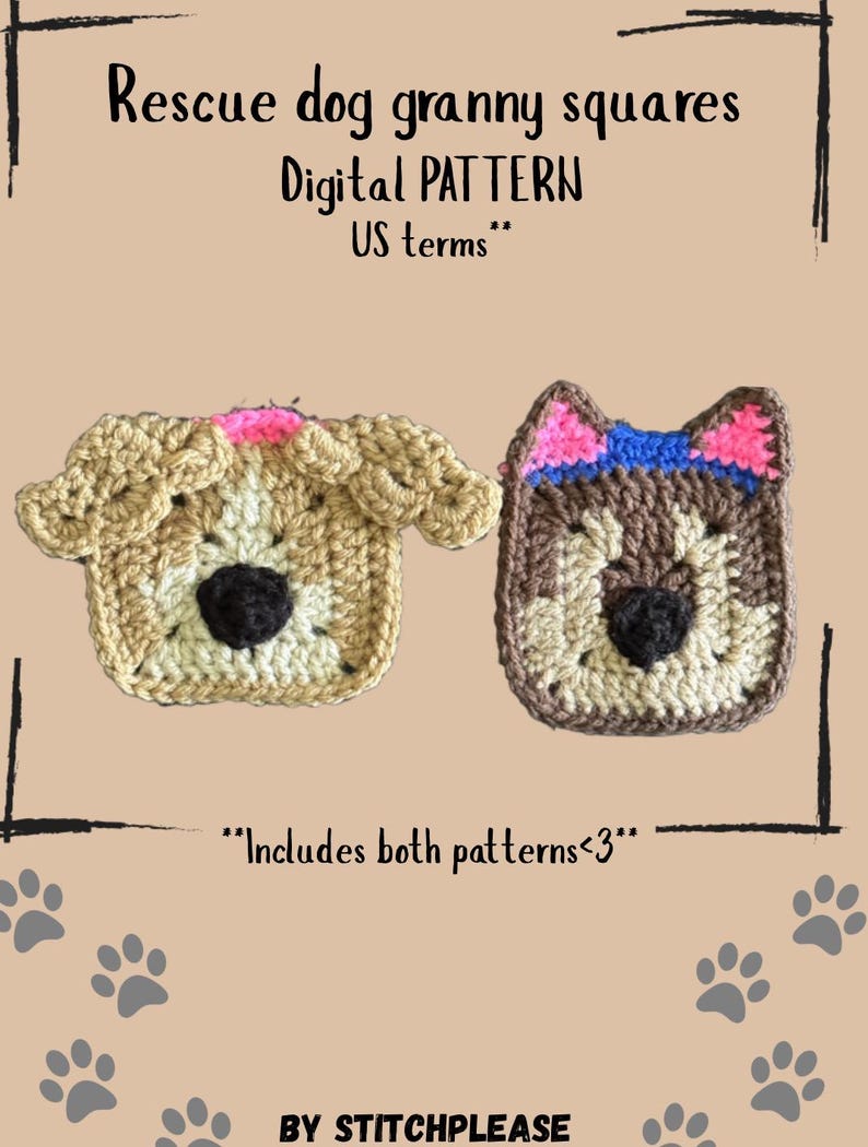 Rescue Dog Granny Square PATTERN - Etsy