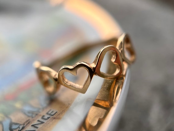 Vintage 10k Gold Sweet Heart Open Cut Out Ring - Sz 6… - Gem