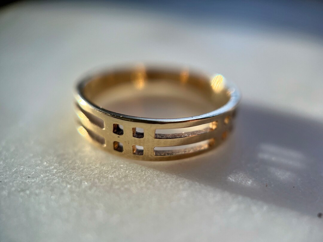 Vintage 9k Windowpane Open Pierced Band Ring - Sz 5.75 - Etsy